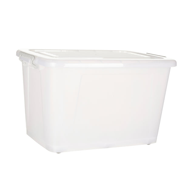 Large Plastic Storage Box (90 Litre) - with Locking Lid, Handles and W ...