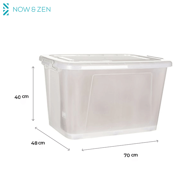 Large Plastic Storage Box (90 Litre) - with Locking Lid, Handles and W ...